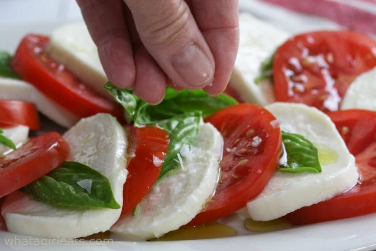 Simple Caprese Salad (Tomato, Basil, Mozzarella) - What A Girl Eats