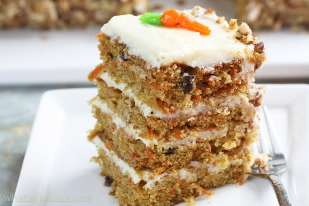 Carrot Cake with Cream Cheese Frosting - What A Girl Eats